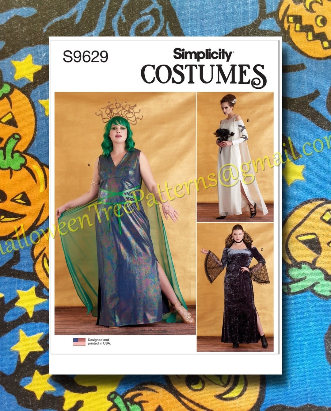 Simplicity 9629 Costume Dress Witch Bride Villainess Baroque Witch Gown ...