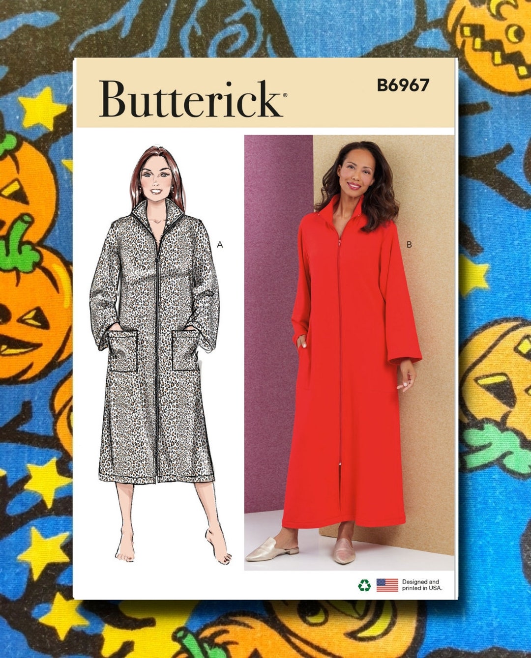 Butterick B6967 Sewing Pattern Pajamas Robe With Zipper Sleepwear Sizes ...