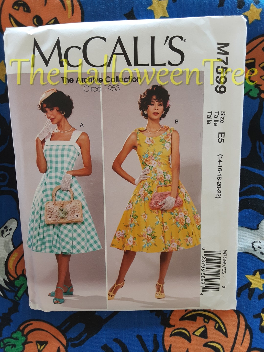 Mccalls 7599 Vintage Style Dress Sewing Pattern 14-22 M7599 - Etsy