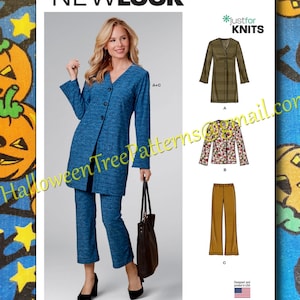 New Look 6711 Knit Separates Coordinates Jacket Dress Cardigan and Pull ...