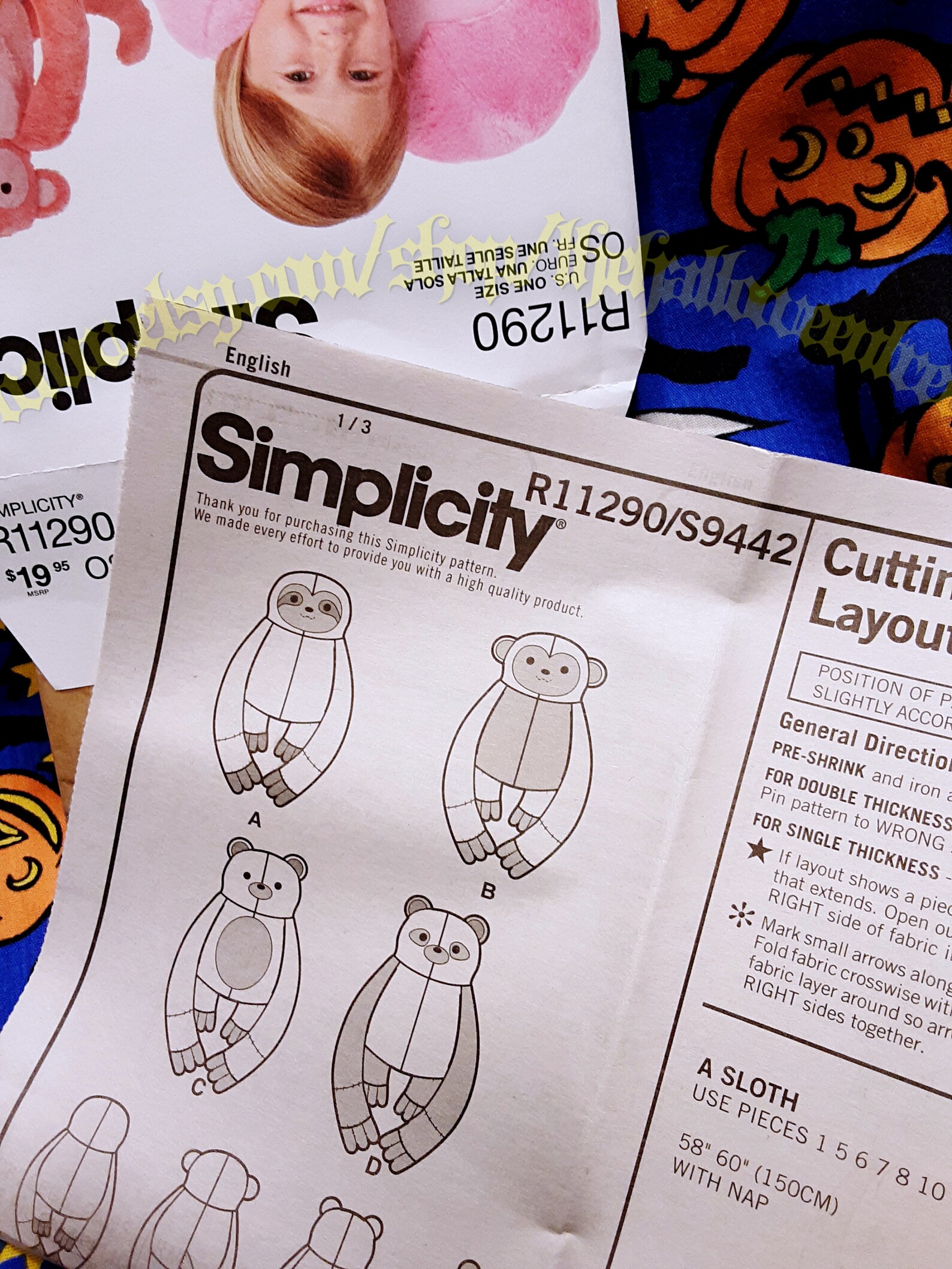 Simplicity 9442 R11290 Plush Bear Sloth Stuffed Animal Sewing - Etsy