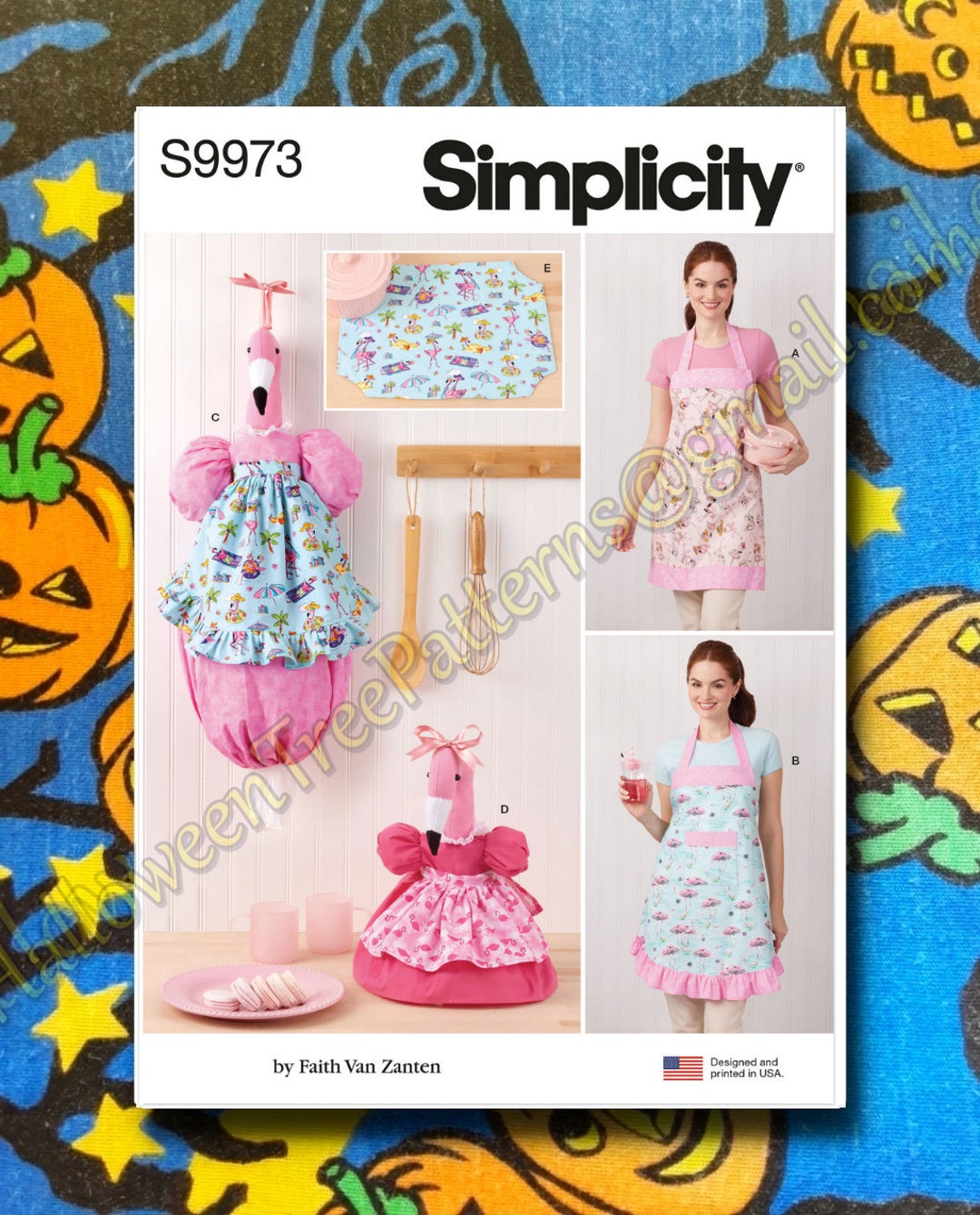 Simplicity 9973 Apron Flamingos Kitchen Set Sewing Patterns New UNCUT ...