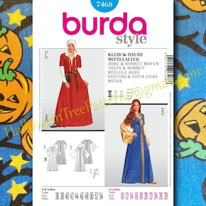 Burda 7468 Costume Pattern Sewing Pattern Medieval Renaissance Viking ...