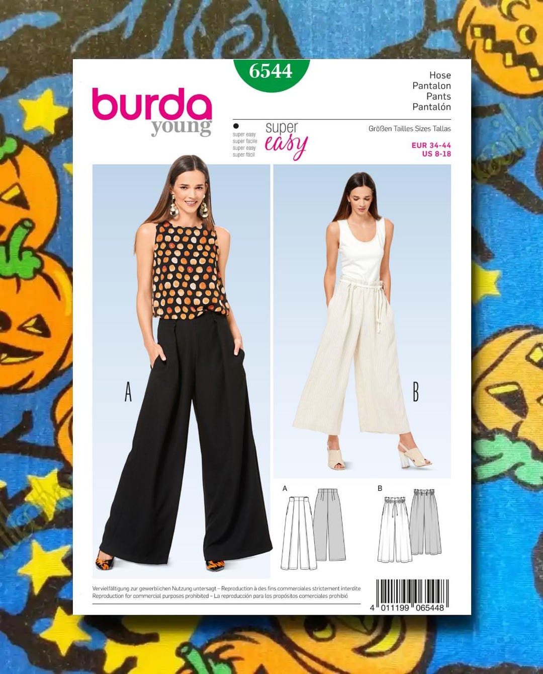 Burda Young 6544 Palazzo Wide Pants Semifitted Sewing Pattern B6544 Sz ...
