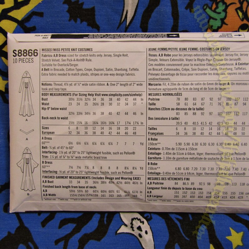 Simplicity 8866 14-22 Renaissance Gothic Hooded Dress Costume - Etsy