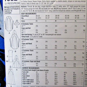 Simplicity 1582 Aka R11579 Cape Cloak Costume Sewing Pattern Adult ...