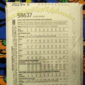 Simplicity 8637 Side Tie Wrap Dress Sewing Pattern Sizes 6-14 | Etsy