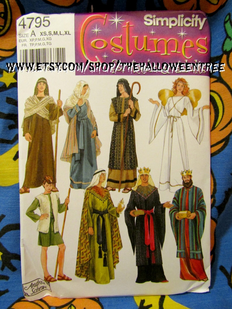 Simplicity 4795 Sewing Pattern Nativity Costume School Three Kings Mary ...