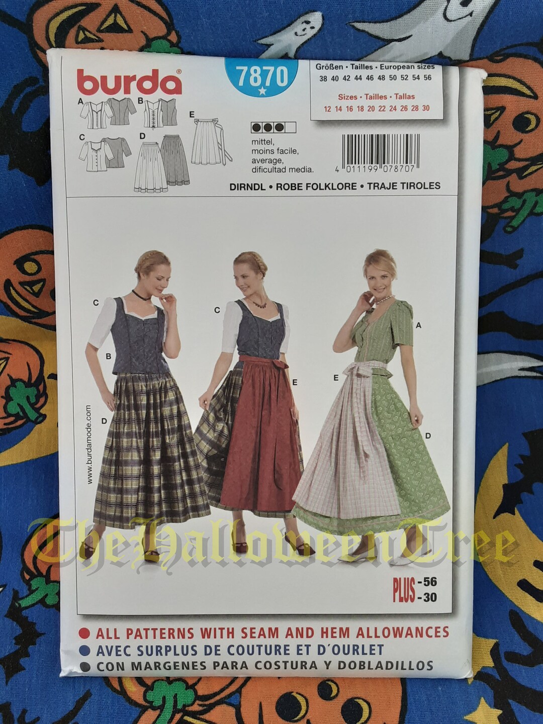 Burda 7870 Dress Dirndl Robe Costume Sewing Pattern Medieval Renaissance Viking Gown - Etsy