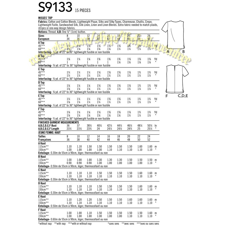 Simplicity 9133 Simple Knit Tshirt Blouse Top Sewing Pattern - Etsy