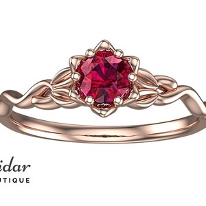 Flower Engagement Ring Unique Engagement Ring Ruby | Etsy
