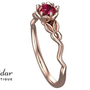 Flower Engagement Ring Unique Engagement Ring Ruby | Etsy