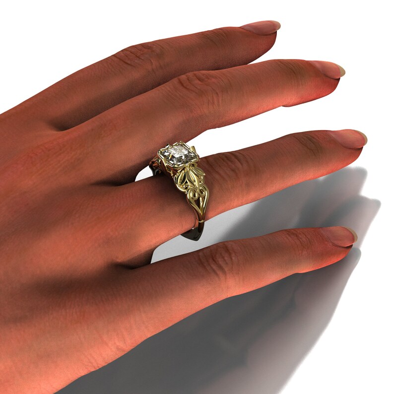 Leaf Engagement Ring Leaf Diamond Ring Leaves Ring Nature | Etsy