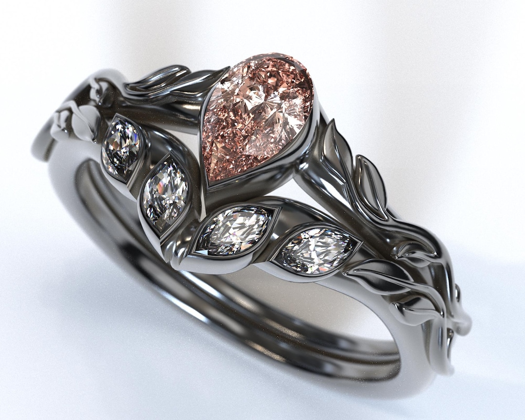 Morganite Ring / Pear Cut Ring / Morganite Engagement Ring / Black Gold ...