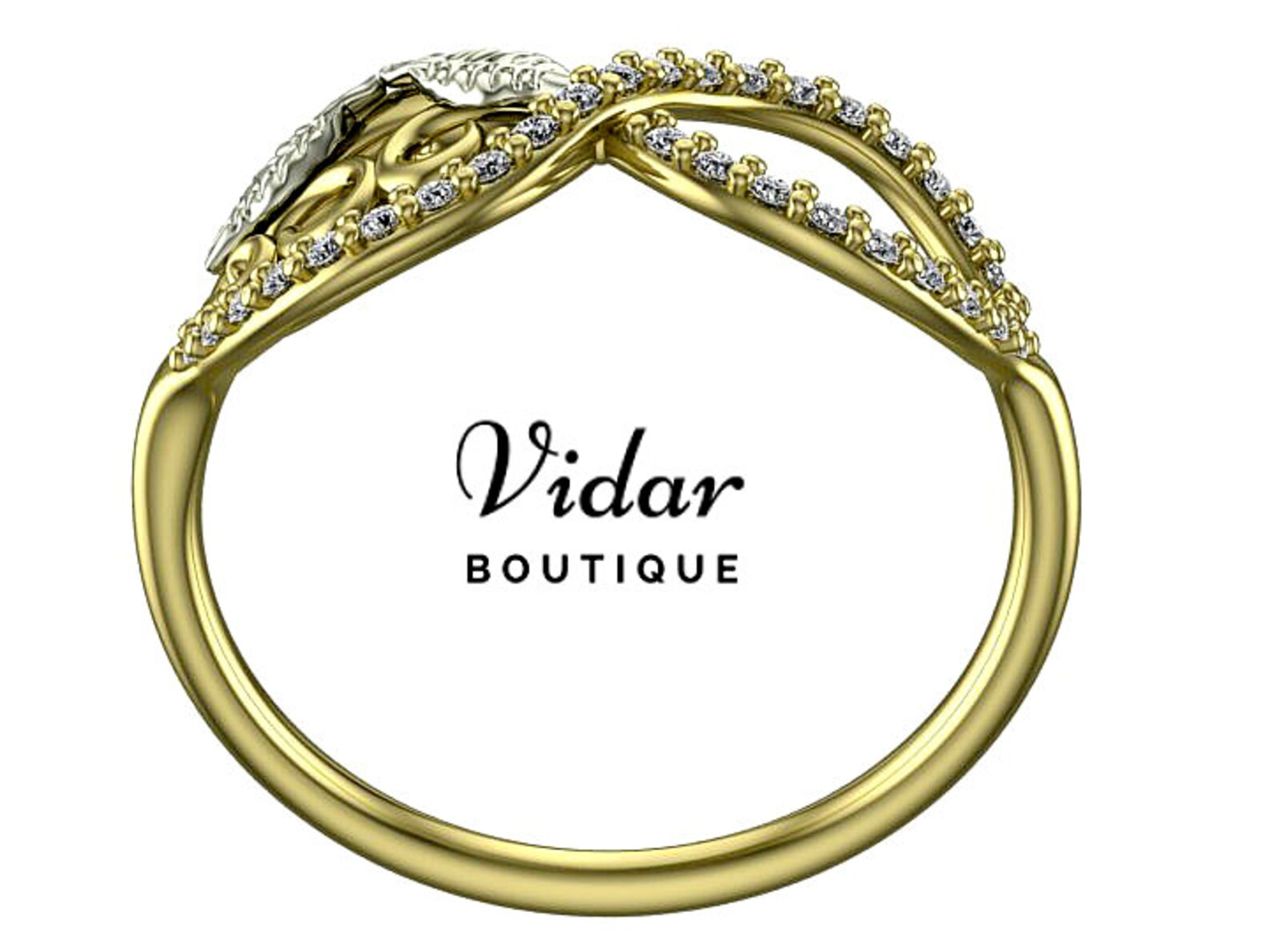 Leaves Flower Ring Infinity Wedding Band Diamond Knot | Etsy