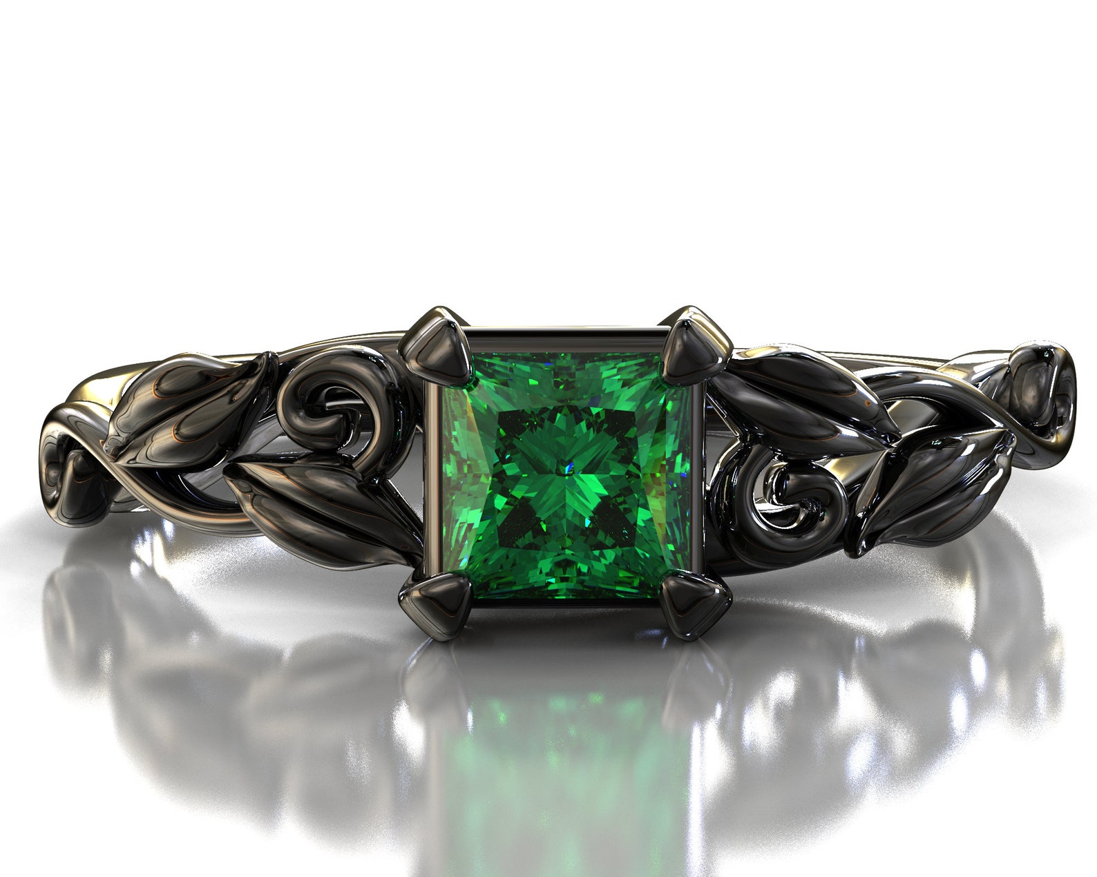 Black Gold Emerald Ring