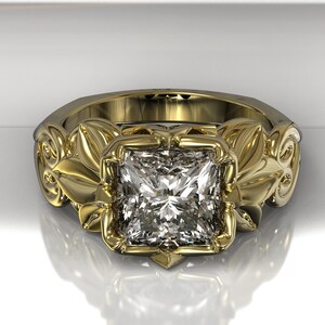 Leaf Engagement Ring Leaf Diamond Ring Leaves Ring Nature | Etsy