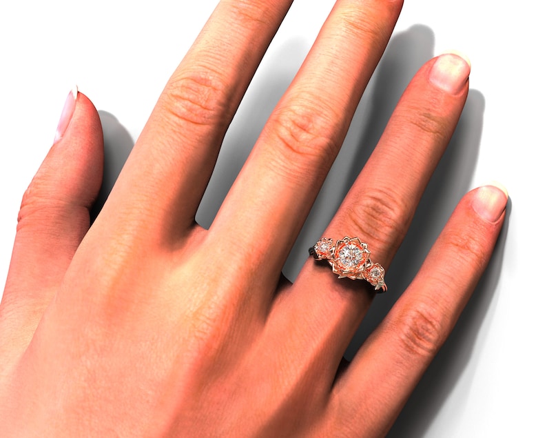 Engagement Ring Lotus Diamond Lotus Flower Ring Lotus | Etsy