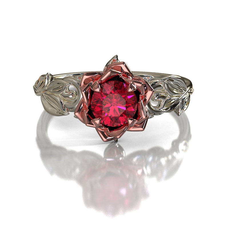Bague rouge florale Bague rubis pour elle Rubis rouge - Etsy France