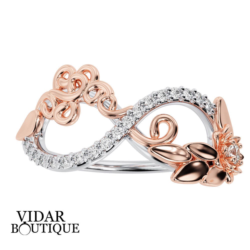 Infinity Flower Band Infinity Diamond Ring Flower Wedding | Etsy