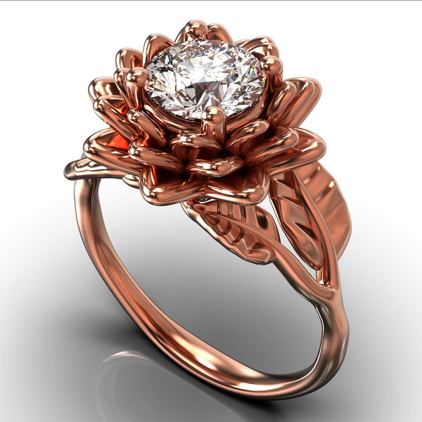 Flower Engagement Ring - Etsy