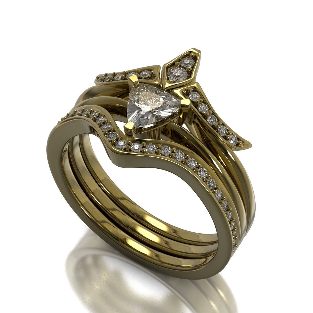 Unique Engagement Ring, Unique Art Deco Ring, Trillion Diamond Ring ...