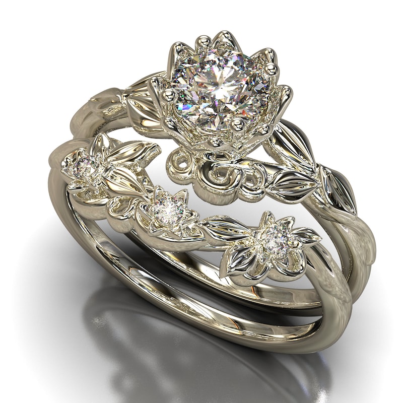 Floral Engagement Ring - Etsy