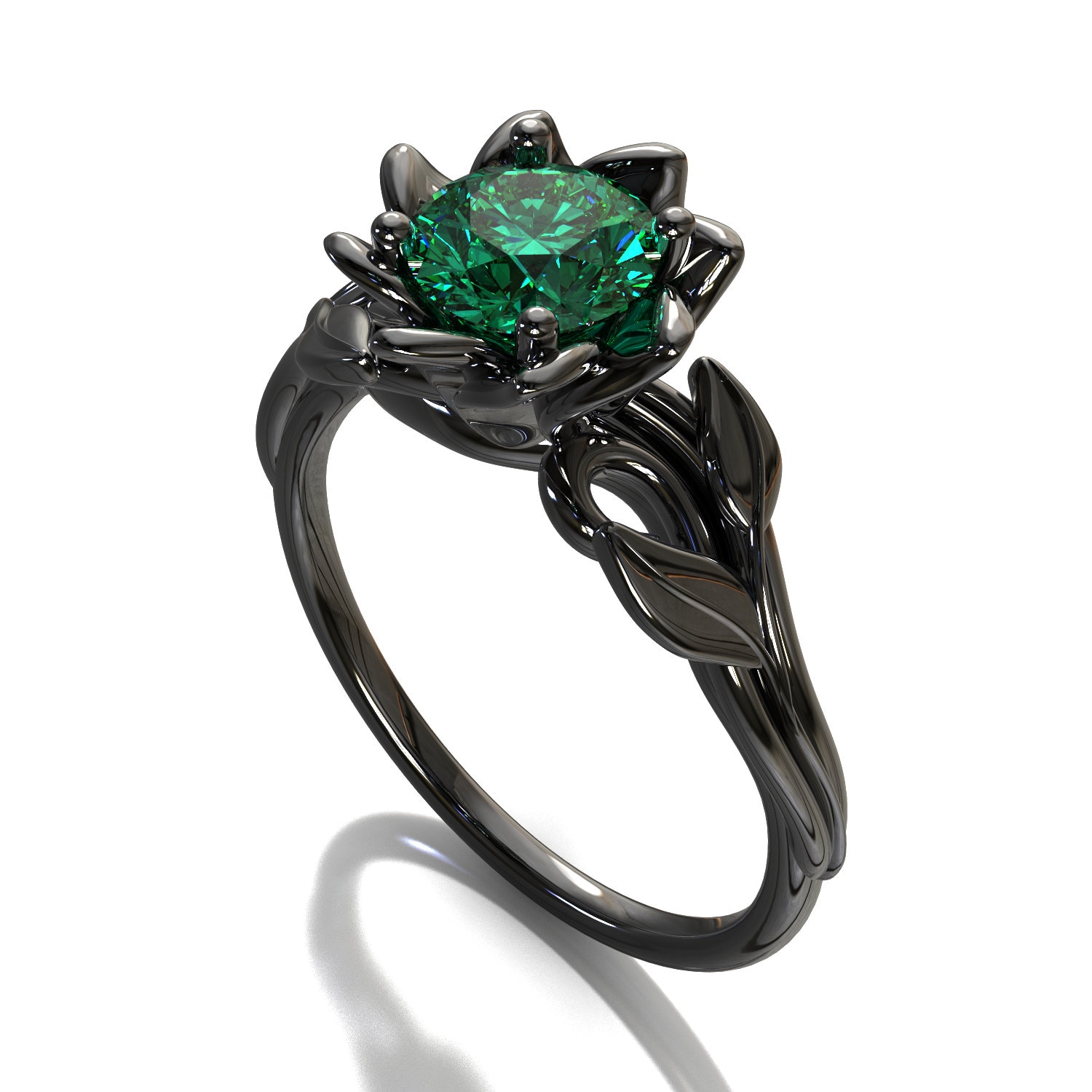 Black ring with emerald store