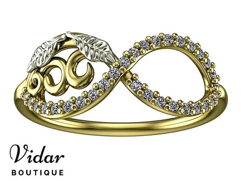 Leaves Flower Ring Infinity Wedding Band Diamond Knot | Etsy