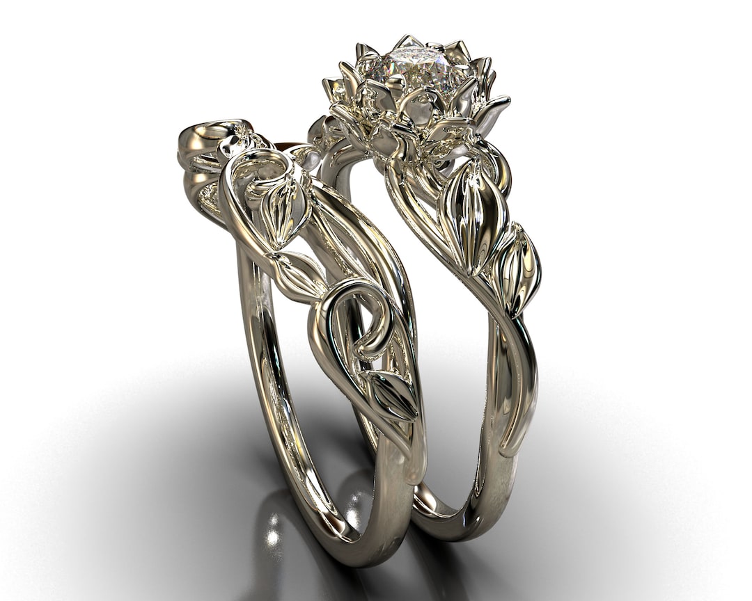 Nature Wedding Ring Set, Branch Wedding Ring Set, Wedding Ring Set ...