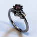Flower Engagement Ring With Ruby / Black Gold Engagement Ring - Etsy