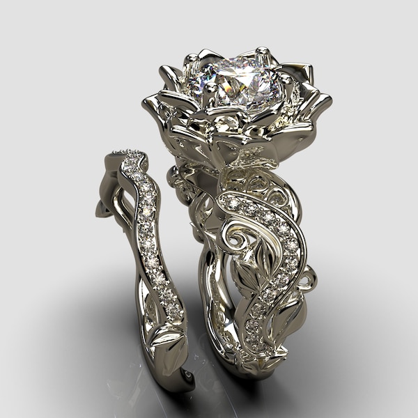 Diamond Flower Ring - Etsy