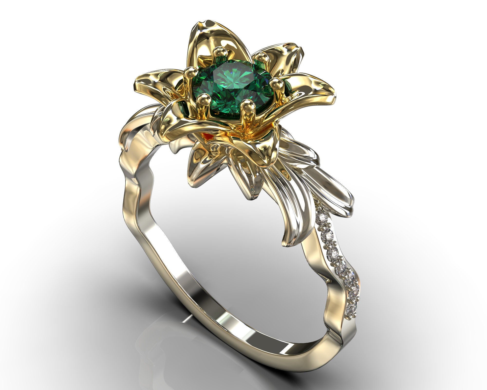 Natural Emerald Engagement Ring Nature Inspired Engagement - Etsy