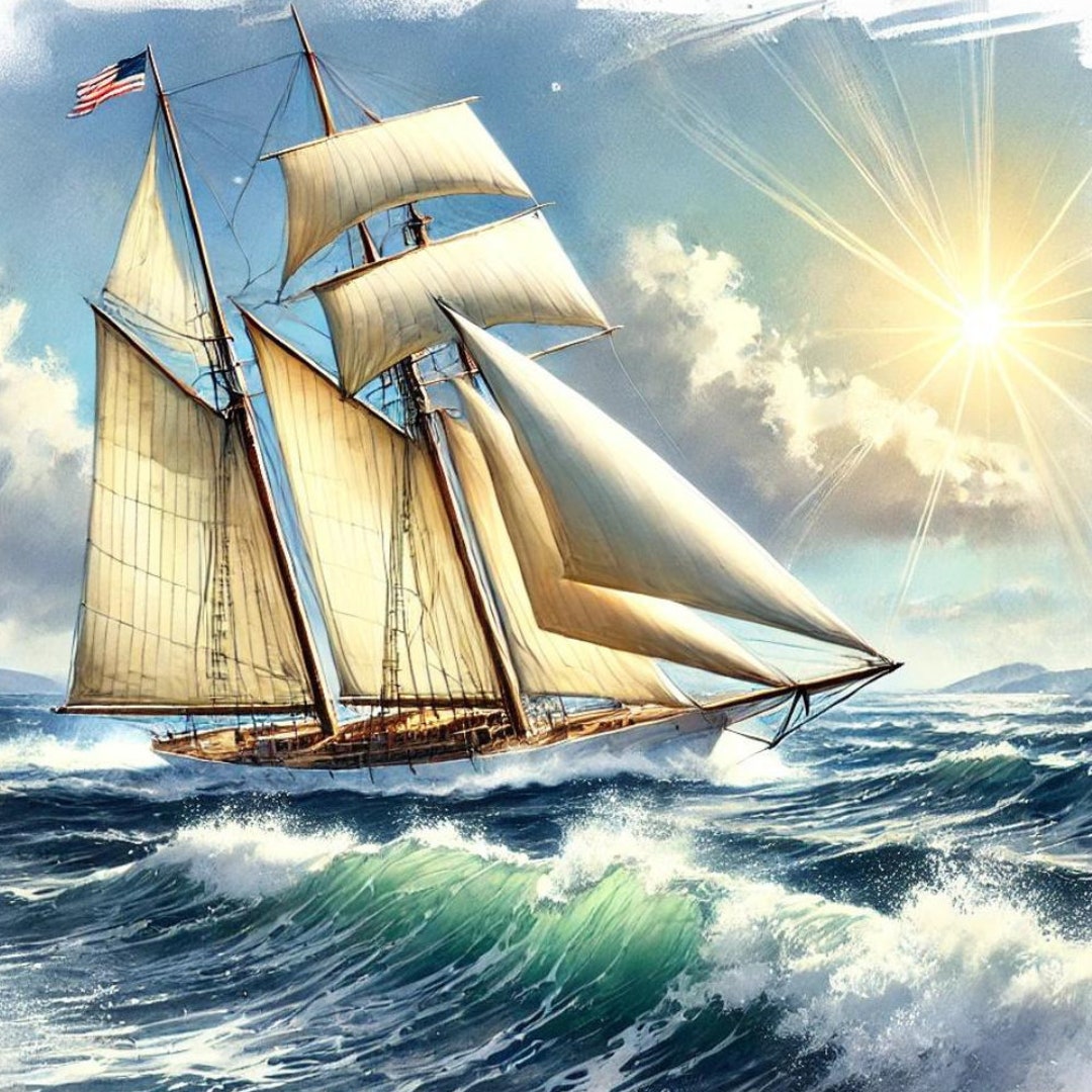 24 Colorful Sailboat PNG Clipart, Watercolor Coastal Sailboat Clipart ...