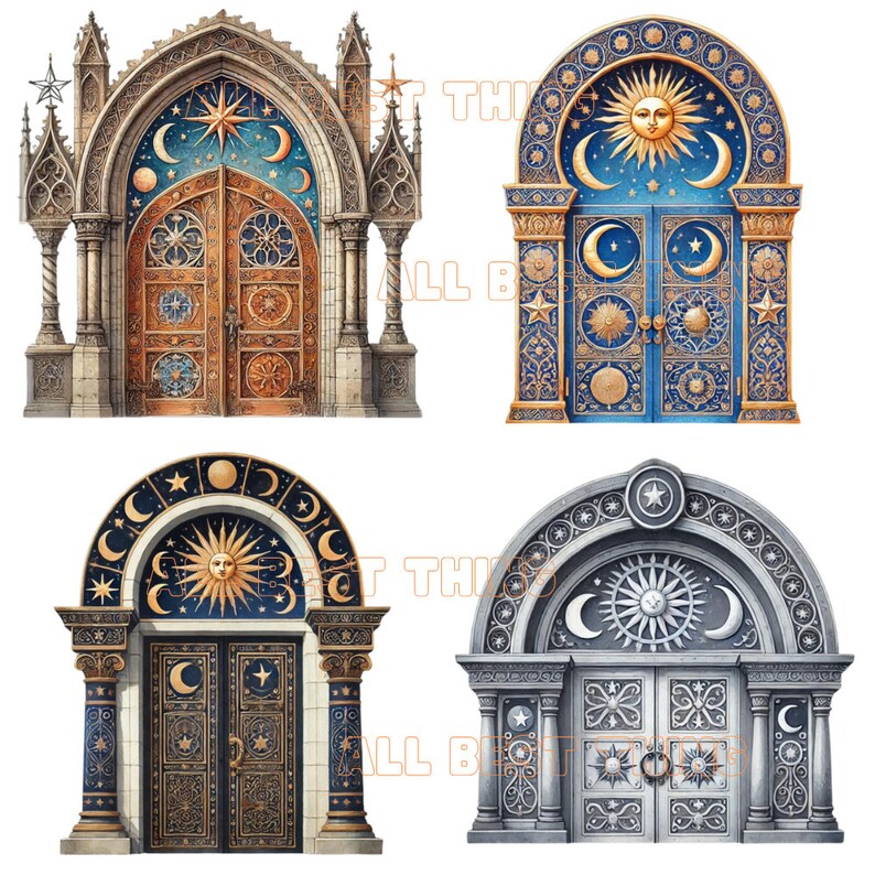 32 Celestial Doors Magical Fantasy Doors Clipart Bundle PNG Fairy ...