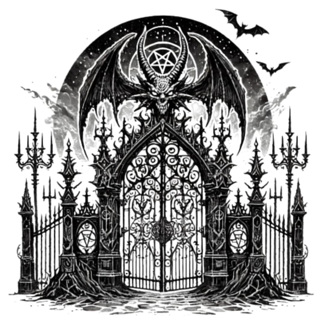 24 Watercolor Satanic Gates Clipart PNG, Printable Hell Gate Png, Hell ...