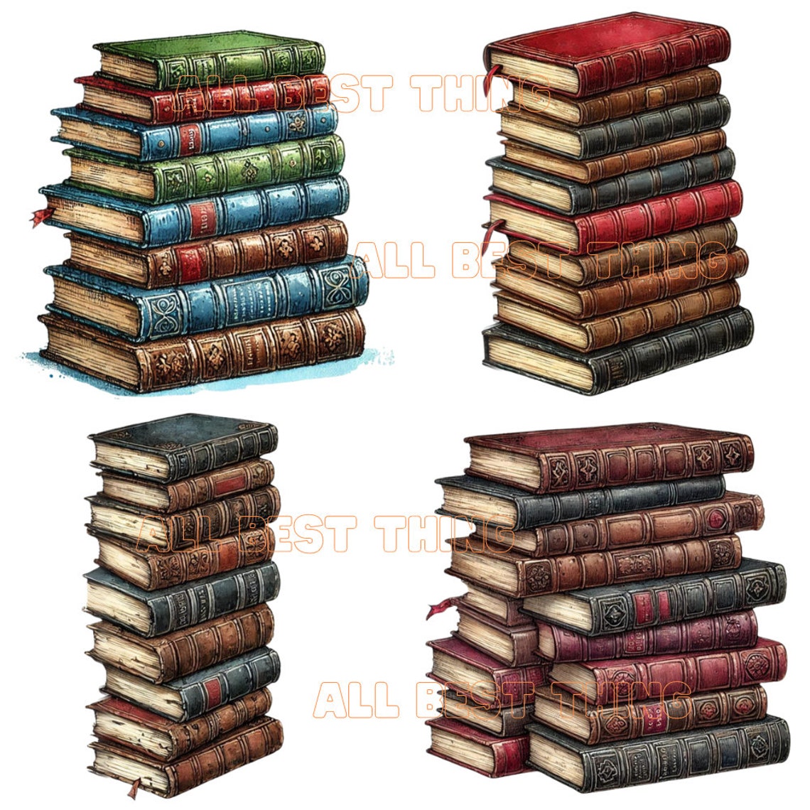 28 Old Book Clipart PNG, Vintage Book Clipart, Printable Watercolor ...