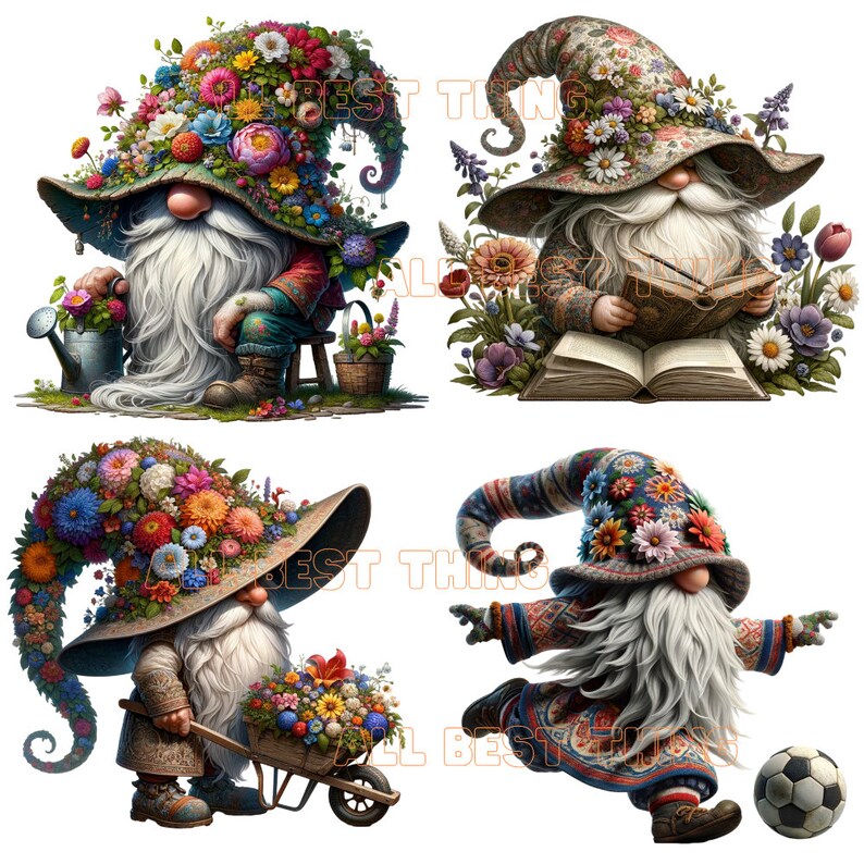 Spring Gnome Clipart Bundle Png, Gnome Clipart Commercial Use ...