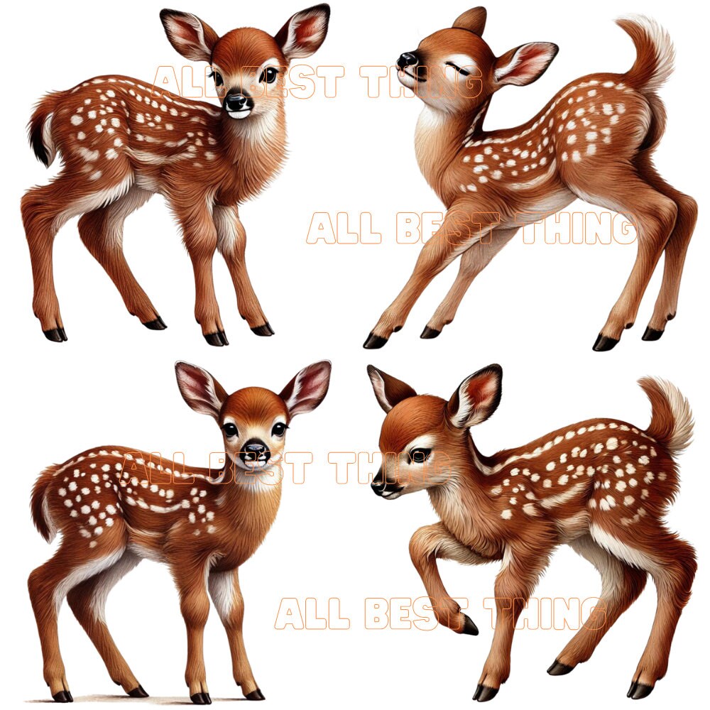 28 Fawn Baby Clipart PNG, Deer for Nursery, Printable Watercolor ...