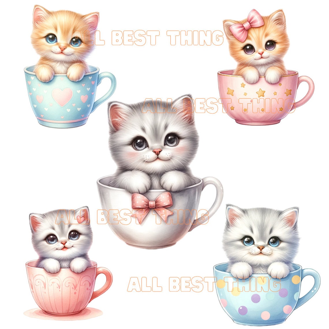 30 Cute Cat in Cup Kittens Cat Clipart, Cute Kittens With Actions, Cute ...