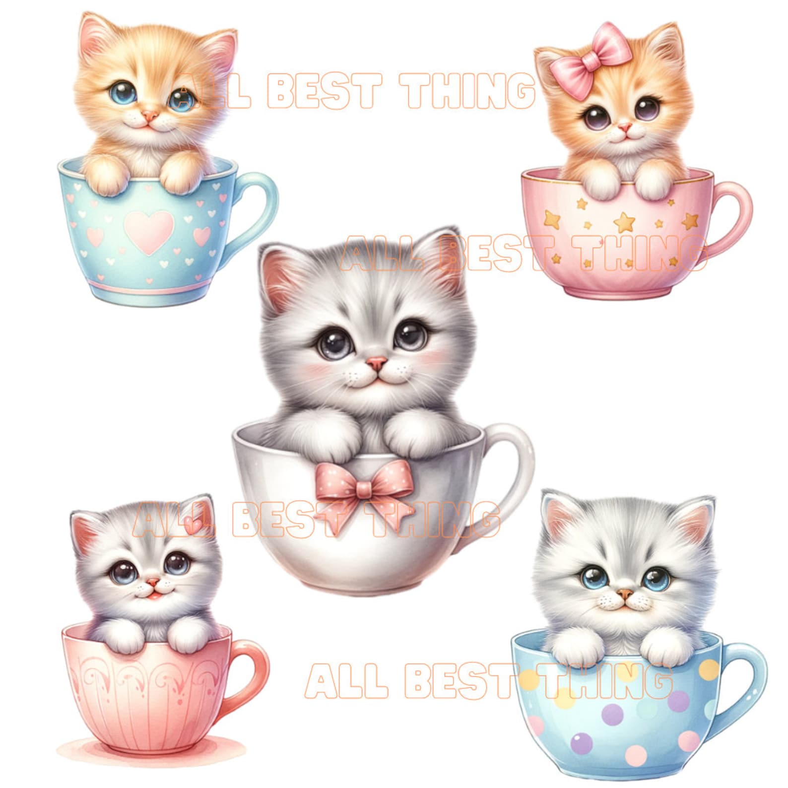 30 Cute Cat in Cup Kittens Cat Clipart, Cute Kittens With Actions, Cute ...