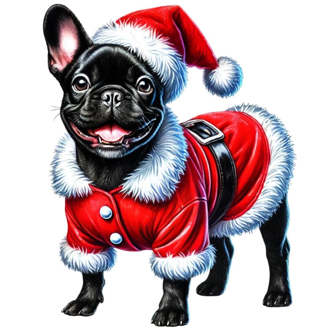 28 French Bulldog Christmas Clipart PNG, Watercolor Dog PNG, Cute ...