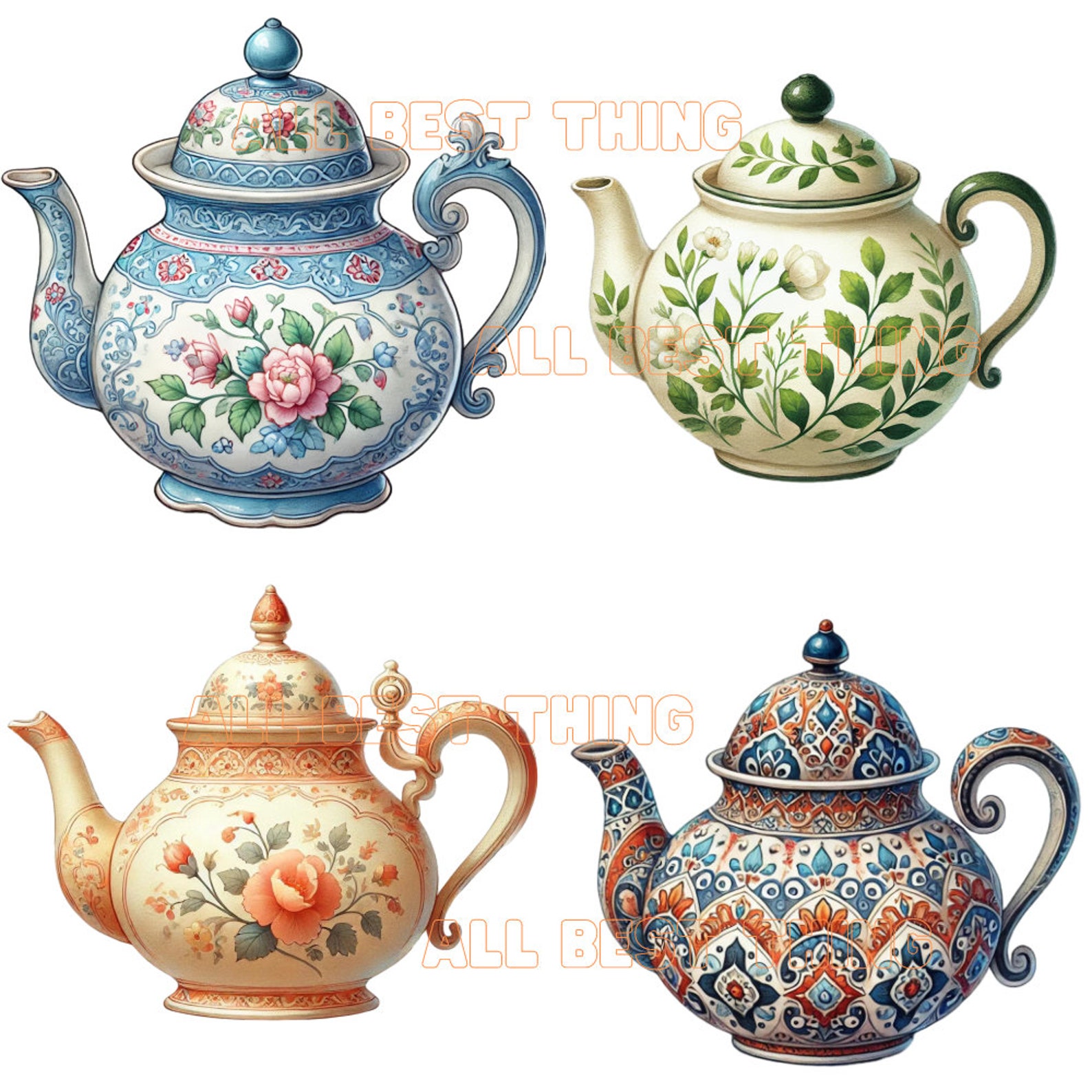 28 Classics Teapot PNG Clipart, Cool Teapot, Printable Watercolor ...