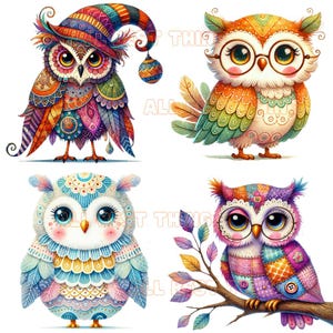 28 Whimsical Owl Clipart PNG, Quirky Birds Clip Art, Owl Graphics, Bird ...