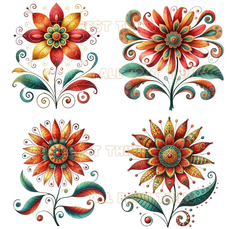 28 Whimsical Flowers Clipart PNG, Quirky Flower Clip Art, Whimsical ...