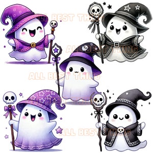 40 Watercolor Cute Ghost Happy Halloween PNG Clipart, Jack-o-lantern ...