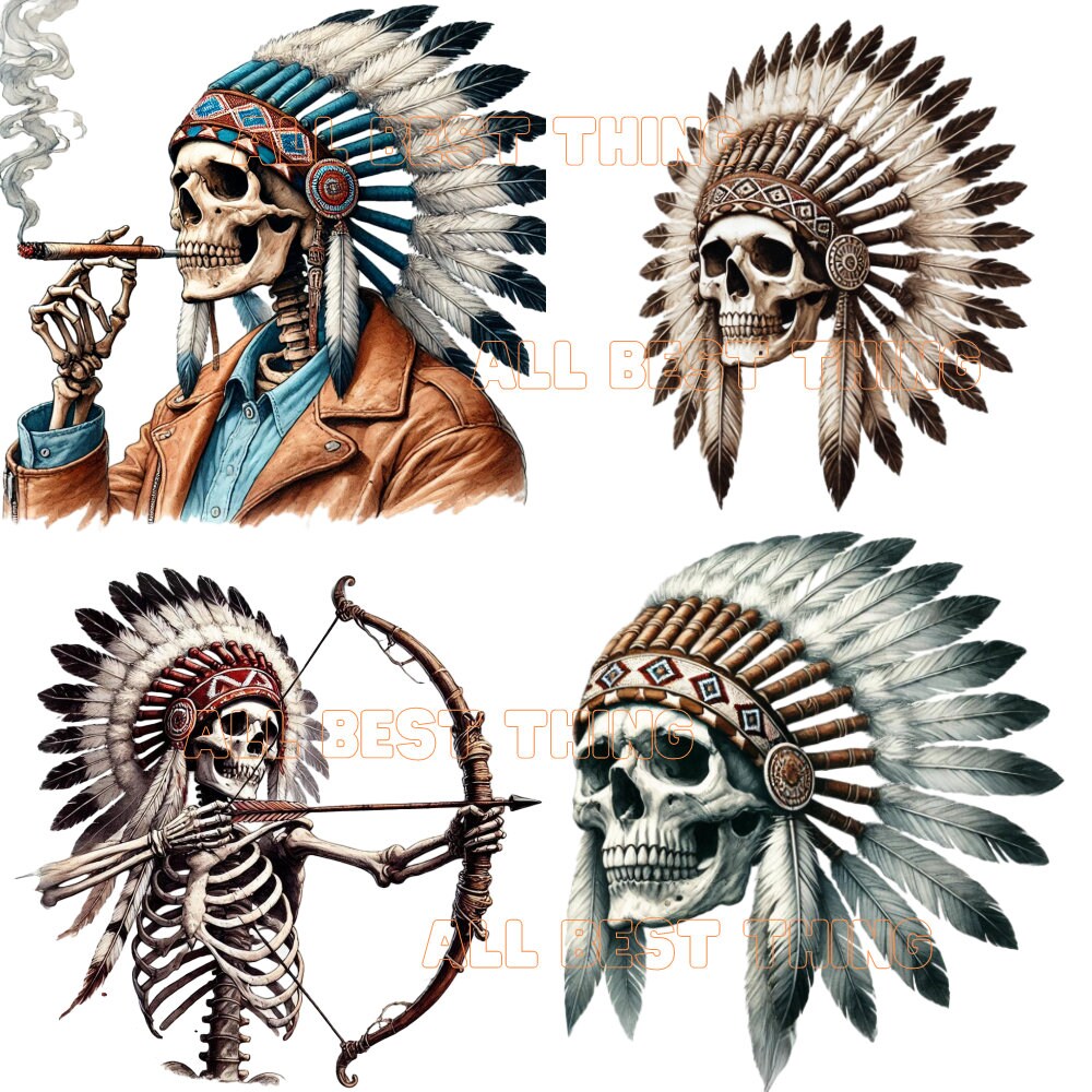 28 Native American Skull PNG Clipart ,red Indian Skull, Colorful Skull ...