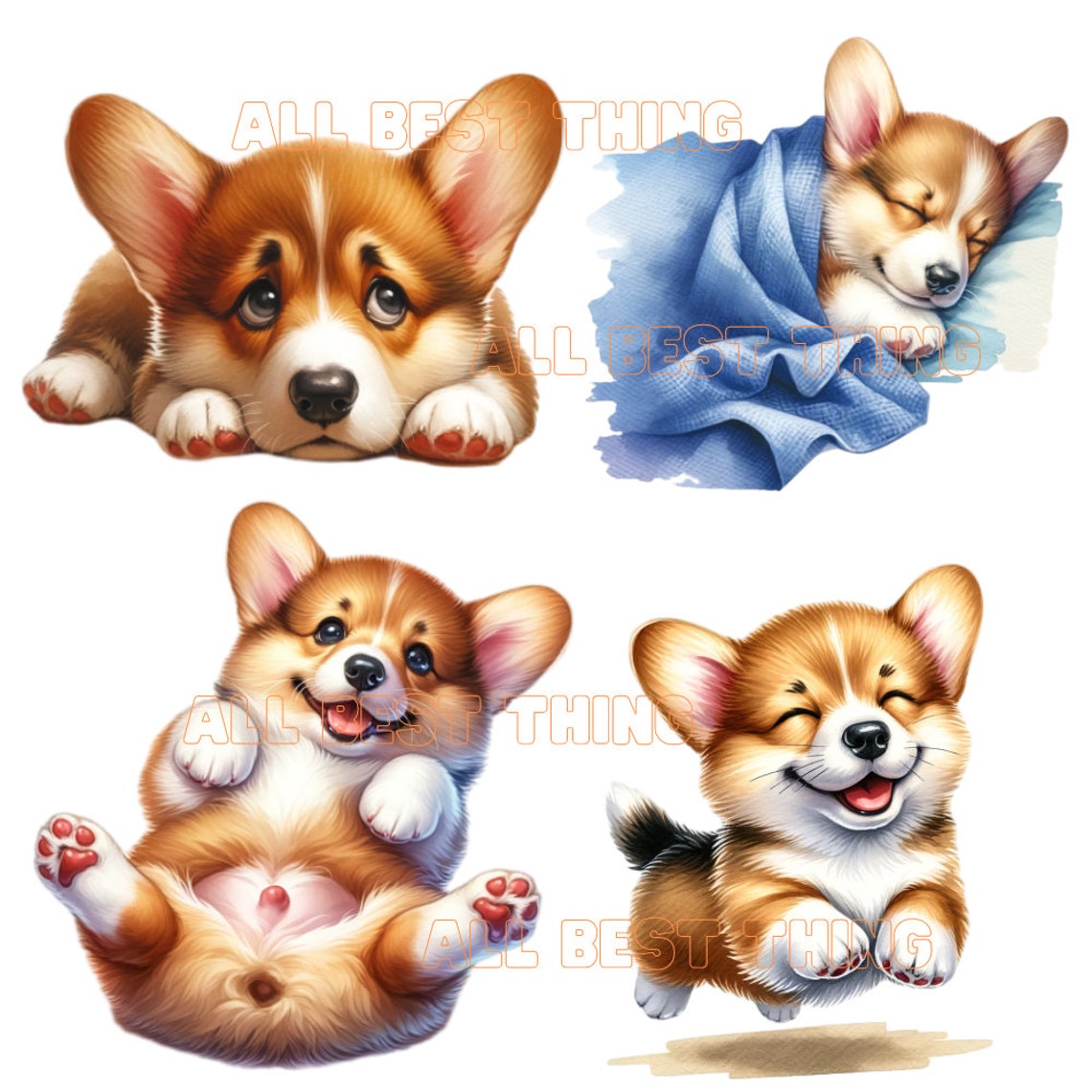 24 Corgi Watercolor PNG Clipart, Corgi Dog PNG, Cute Corgi Dog Clipart ...