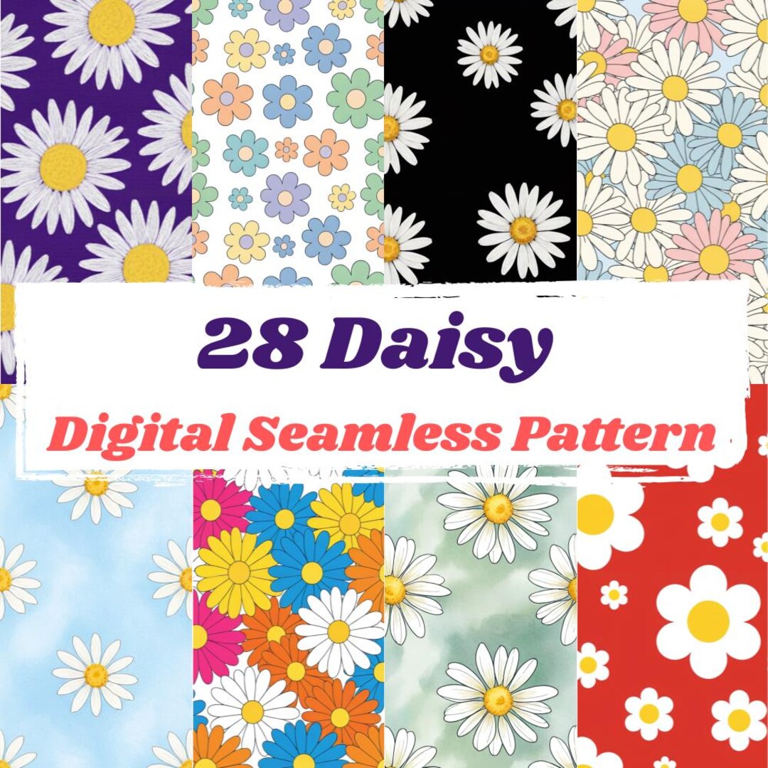 28 Daisy Floral Digital Paper Seamless Pattern, Daisy Flower Spring ...