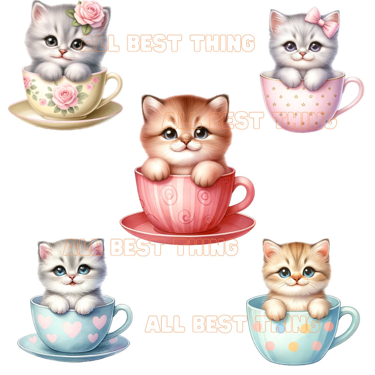 30 Cute Cat in Cup Kittens Cat Clipart, Cute Kittens With Actions, Cute ...